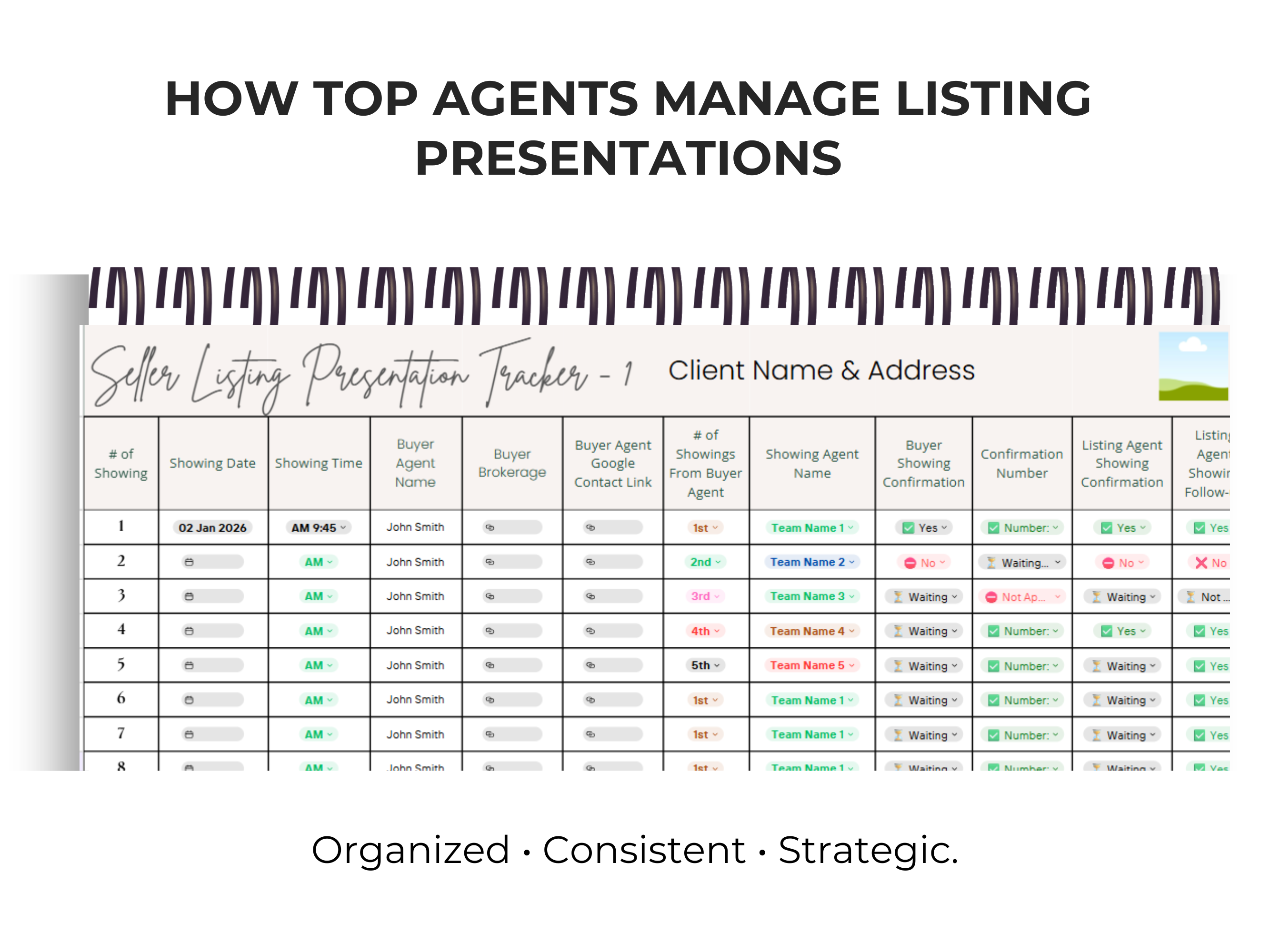 Seller Listing Presentation Tracker Template - Stay Organized and Close ...